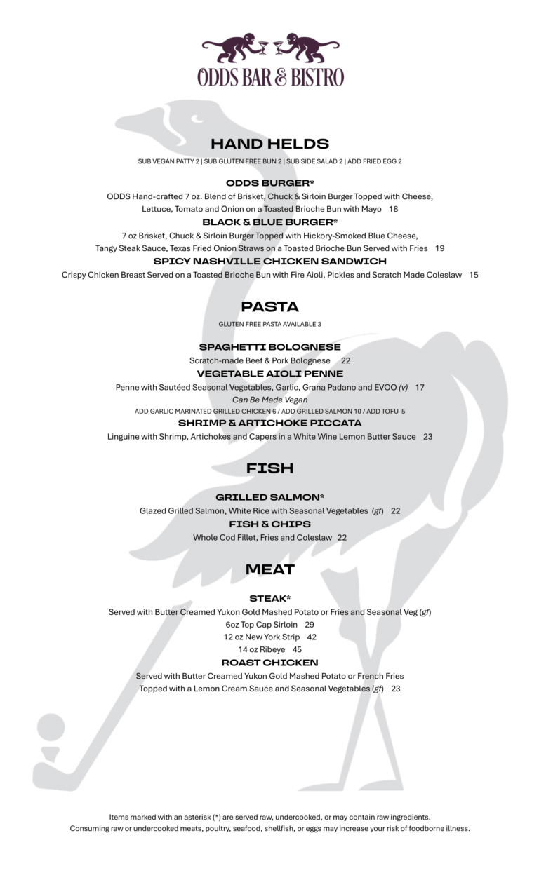 Menu - Odds Bar + Bistro
