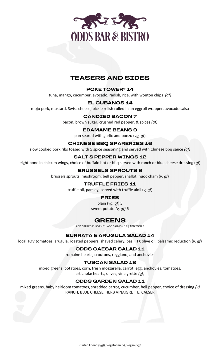 Menu - Odds Bar + Bistro