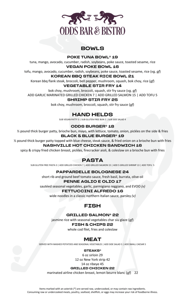Menu - Odds Bar + Bistro