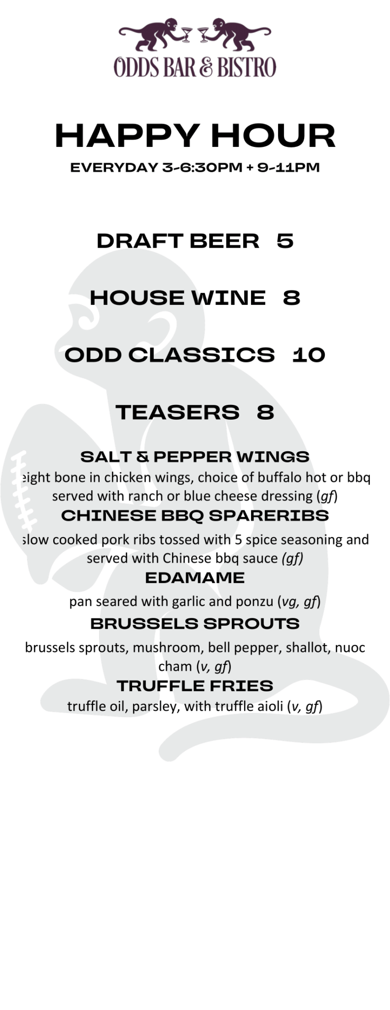 Menu - Odds Bar + Bistro