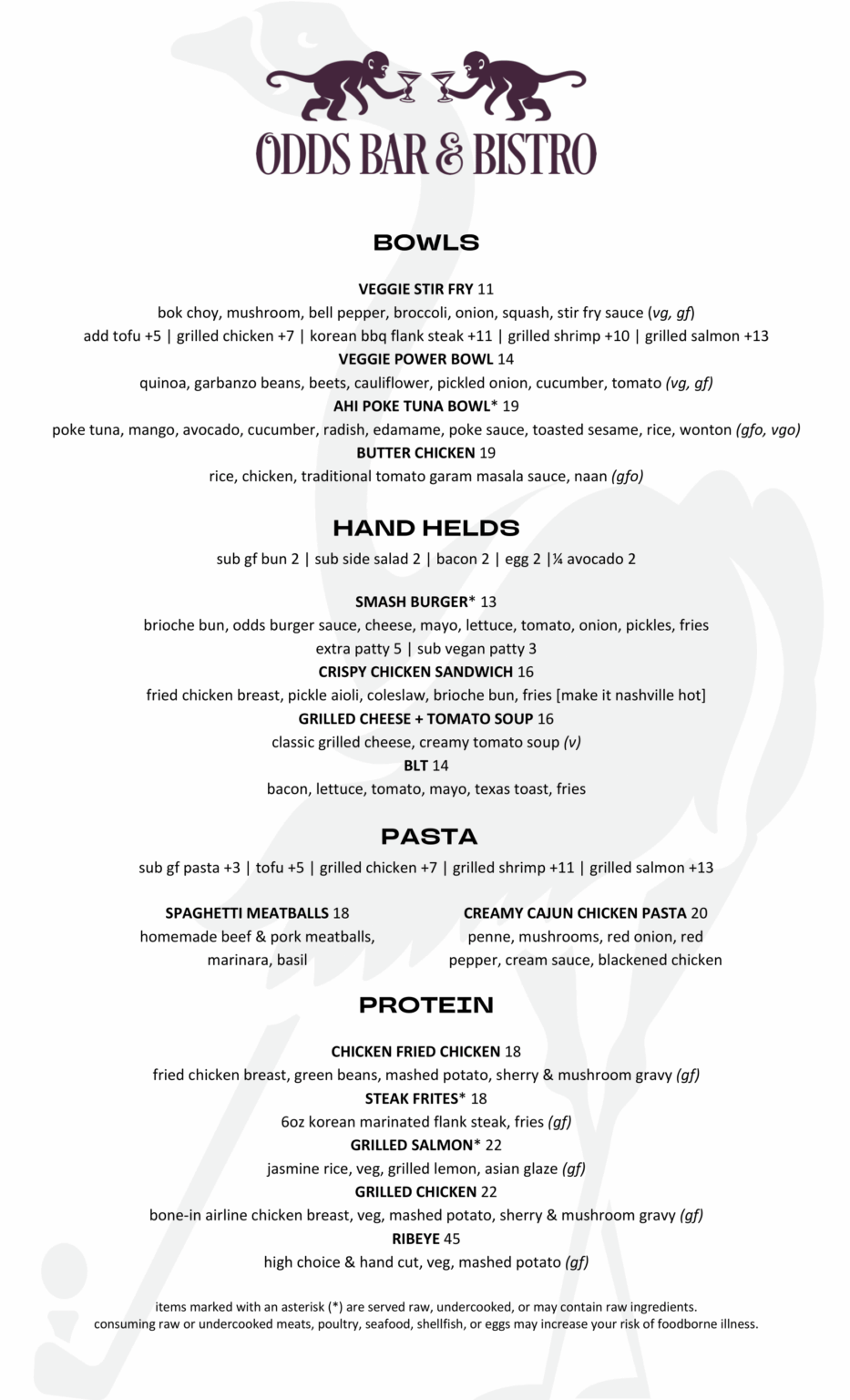 Menu - Odds Bar + Bistro